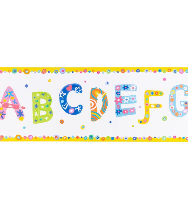 ABC Wallpaper Border Wallpaper in Yellow by Villa Nova | Jane Clayton