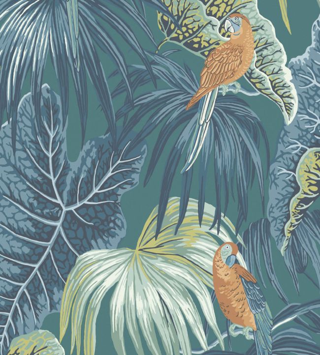 Amazon Wallpaper in Teal by Warner House | Jane Clayton