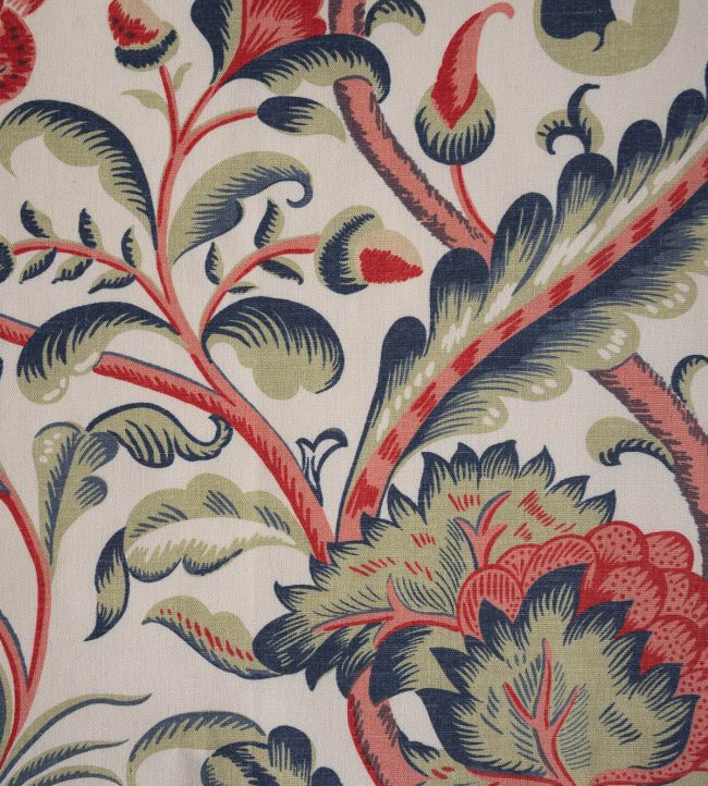 Amberley Fabric in Prussian, Red & Grass by Titley and Marr | Jane Clayton