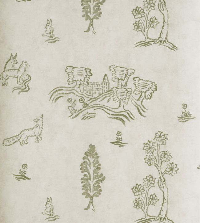 Wychwood Wallpaper by Andrew Martin in Basil Green | Jane Clayton