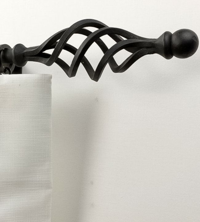 Wrought Iron 100cm Pole in Black with Cage finial by Artisan | Jane Clayton