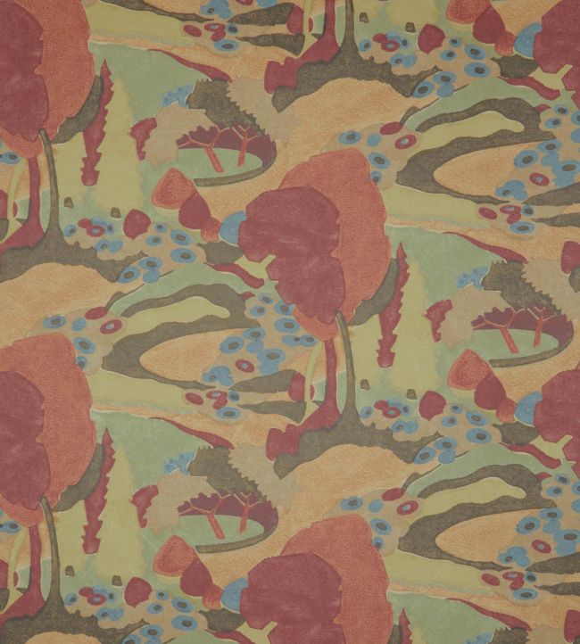 Autumn Landscape Wallpaper in Lacquer Moss by Liberty | Jane Clayton