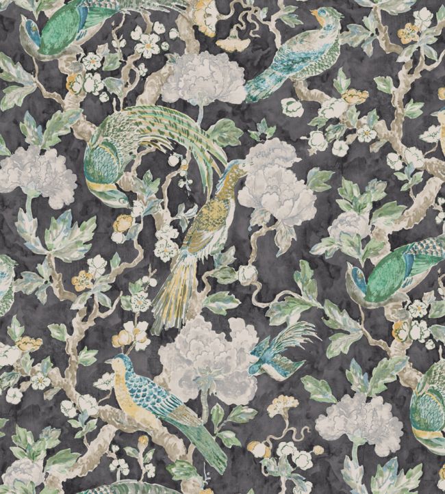 Aviary Wallpaper in 03 Midnight Forest by Madeaux | Jane Clayton