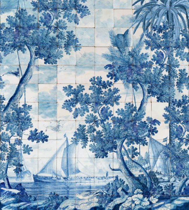 Azure Wallpaper Mural in Blue White by MINDTHEGAP | Jane Clayton
