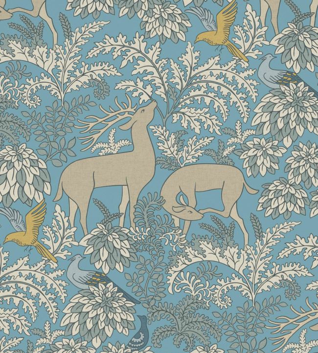 Balmoral Wallpaper in Aqua by Warner House | Jane Clayton