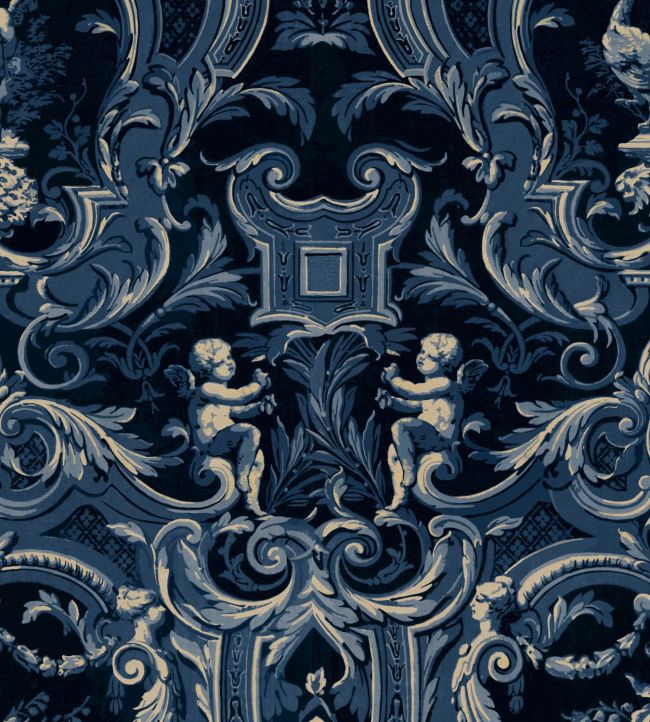 Baroque Fabric in Navy by Warner House | Jane Clayton