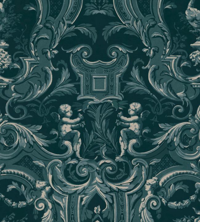 Baroque Fabric in Teal by Warner House | Jane Clayton