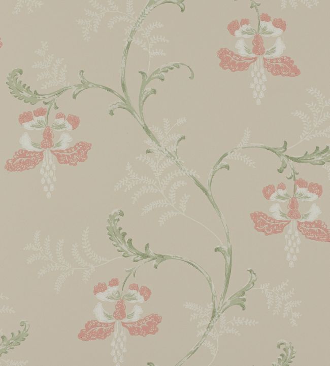 Bellflower Wallpaper in Pink/Green by Colefax and Fowler | Jane Clayton