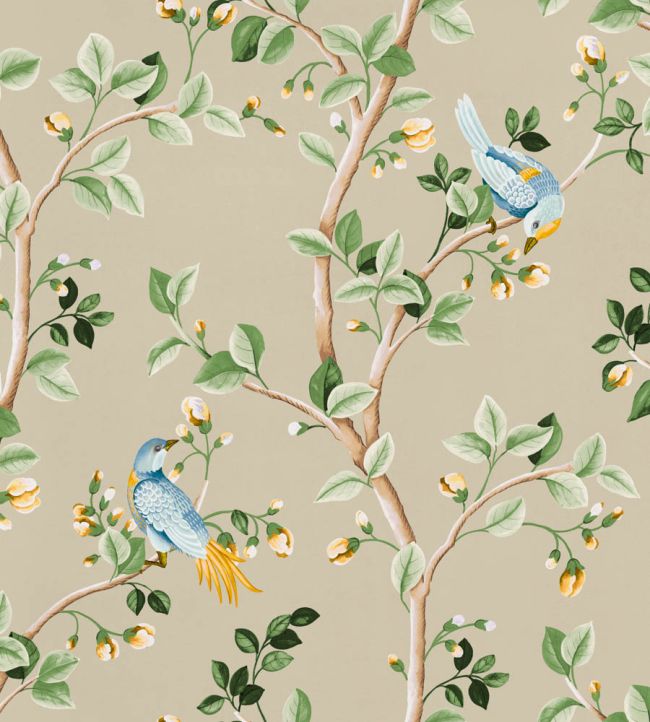 Birds Prosperity Wallpaper in Papyrus by Coordonne | Jane Clayton