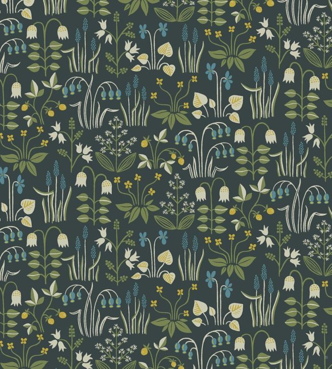 Strawberry Field Wallpaper by Borastapeter in Dark Blue | Jane Clayton
