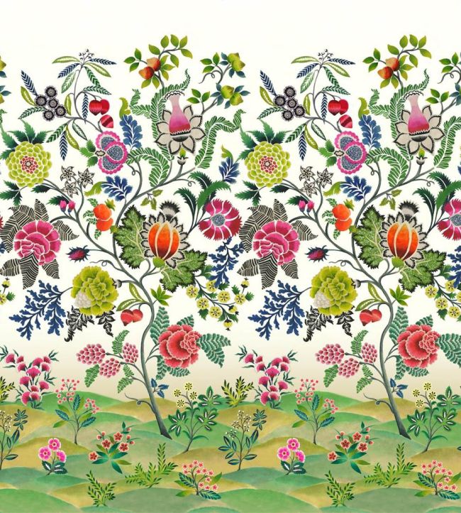 Brocart Decoratif Wallpaper mural in Fuchsia by Designers Guild | Jane ...