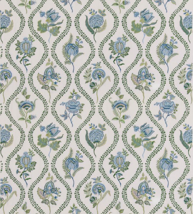 Burford Embroidery Fabric in Blue/Emerald by GP & J Baker | Jane Clayton