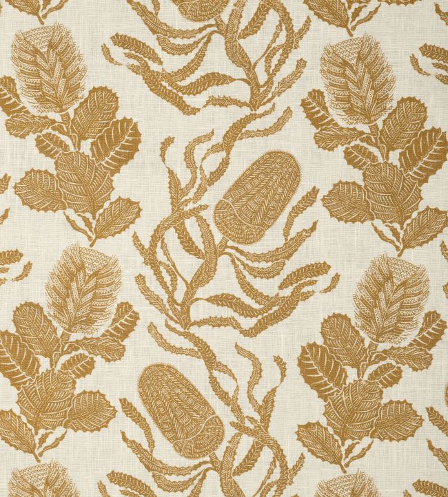 Cape Botanical Fabric in Old Gold/Oyster by Volga Linen | Jane Clayton