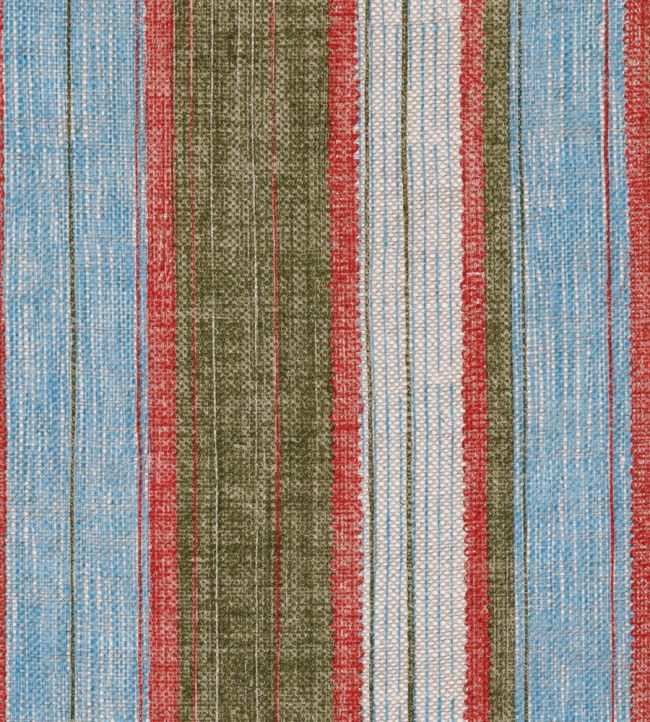 Carskiey Broad Stripe Fabric in Blue/Green by Fermoie | Jane Clayton