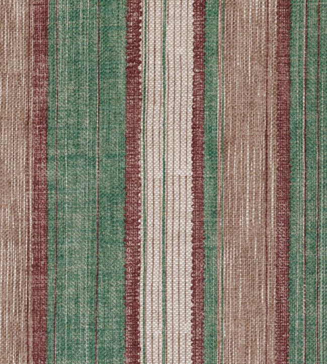 Carskiey Broad Stripe Fabric in Green/Brown by Fermoie | Jane Clayton