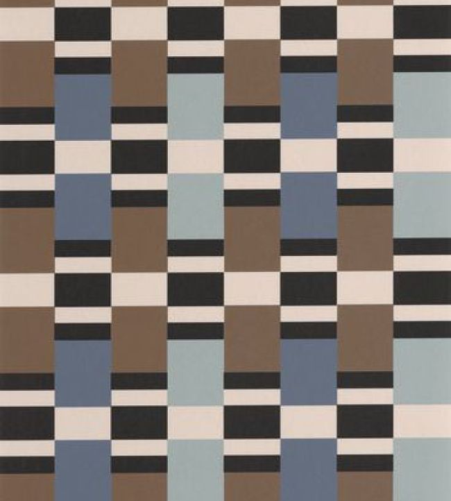 Chess Game Wallpaper in Marron / Bleu by Casadeco | Jane Clayton