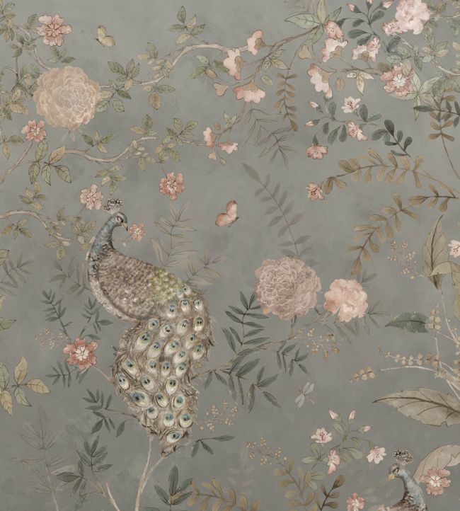 Chinoiserie Wallpaper Mural in Grey by Borastapeter Studio | Jane Clayton