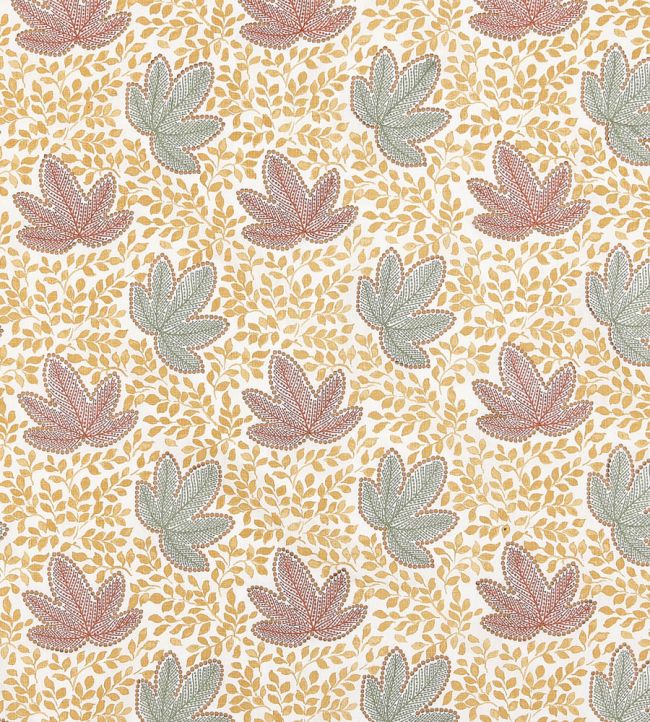 Clarice Fabric in Ochre/Eucalyptus by Nina Campbell | Jane Clayton