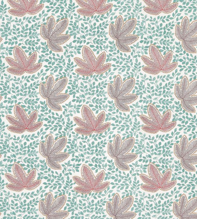 Clarice Fabric in Teal/Ruby/Amethyst by Nina Campbell | Jane Clayton