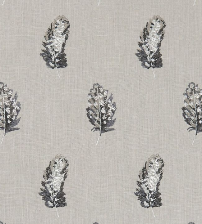 Plumis Fabric by Clarke & Clarke in Charcoal/Linen | Jane Clayton