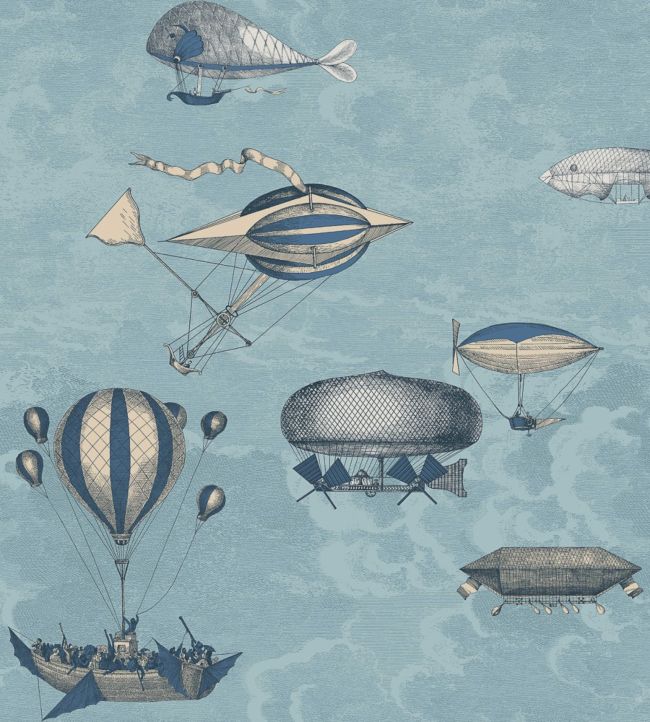 Macchine Volanti Wallpaper by Cole & Son in Slate Blue & Gilver | Jane ...