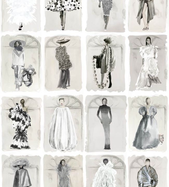 Couture Carousel Pearl With Windows Wallpaper in Monochrome Pearl by ...