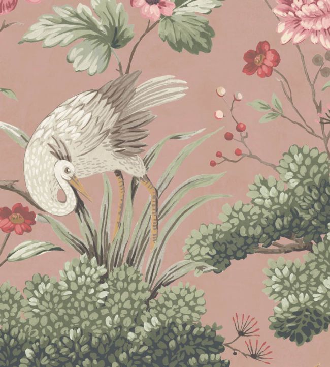 Crane Bird Wallpaper in Vintage Pink by Woodchip & Magnolia | Jane Clayton