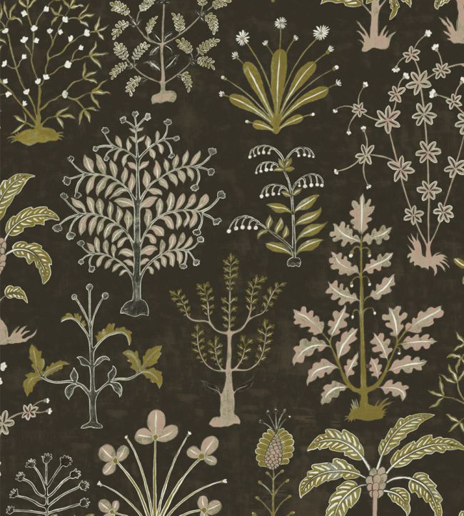 Cynthia Wallpaper in Black and Olive by Josephine Munsey | Jane Clayton