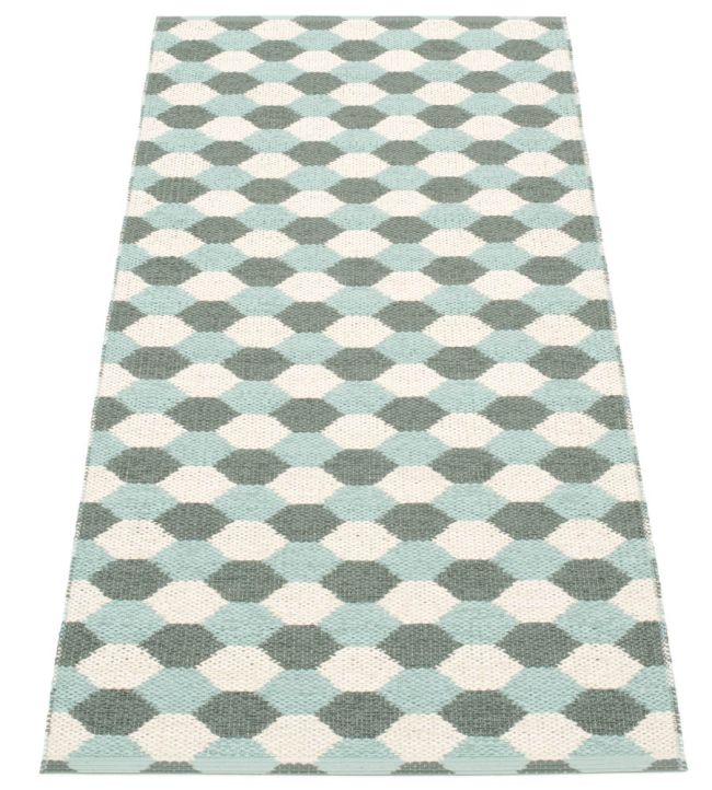 Dana Rug in Army/Pale Turquoise/Vanilla by Pappelina | Jane Clayton