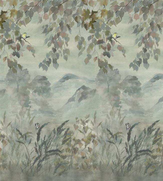 Miyako Scene 1 Wallpaper Mural by Designers Guild in Dove | Jane Clayton