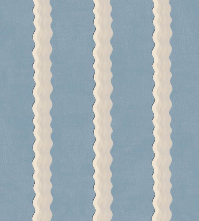 Double Scroll Stripe Wallpaper in Sky by Parker & Jules | Jane Clayton