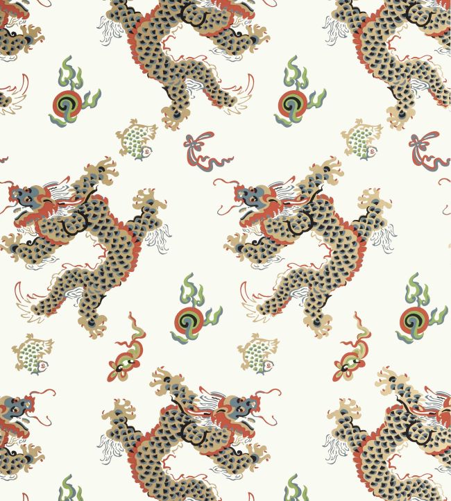 Dragon Dance Wallpaper in Metallic Gold on Neutral by Anna French ...