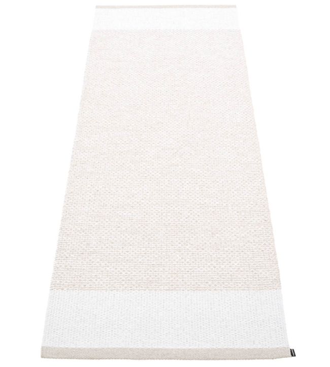 Edit Runner Rug in Fossil/White/White Metallic by Pappelina | Jane Clayton