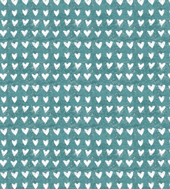 Hearts Fabric by Elanbach in Teal Block | Jane Clayton