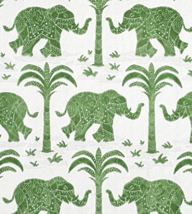 Elephant Velvet Fabric in Green by Thibaut | Jane Clayton