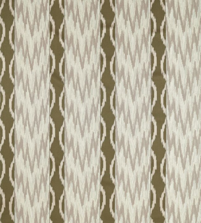 Embroidered Ikat Stripe Fabric in Green Stone by Zoffany | Jane Clayton