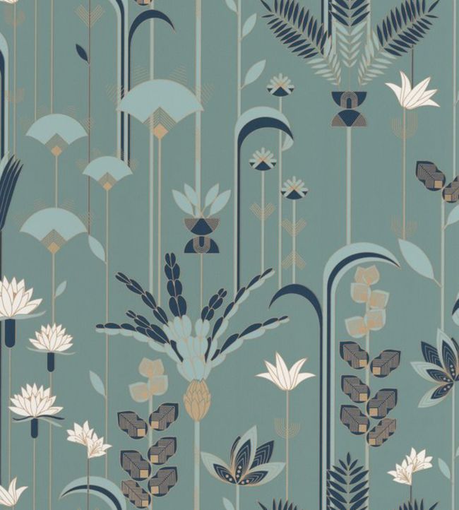 Ephemeral Wallpaper in Oil blue Gold by Caselio | Jane Clayton