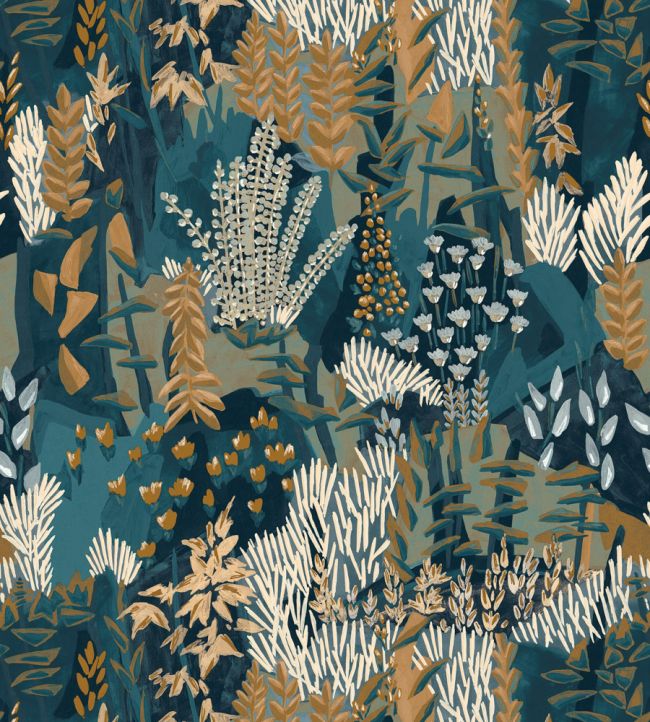 Erica Wallpaper in Marine/Ocre by Casamance | Jane Clayton