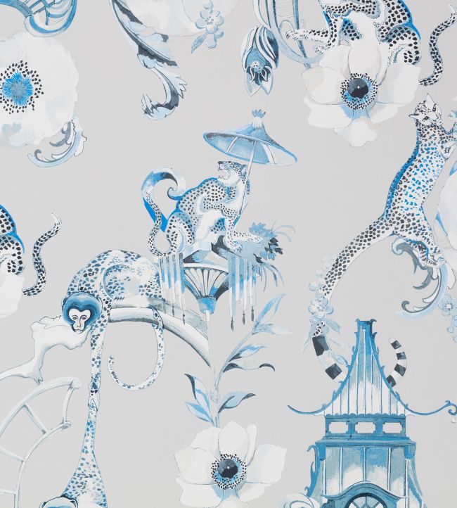 Euphoria Wallpaper in China Blue by Temperley London for Romo | Jane ...