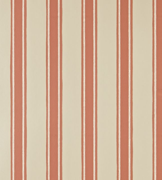 Block Print Stripe Wallpaper by Farrow & Ball in Red Earth | Jane Clayton