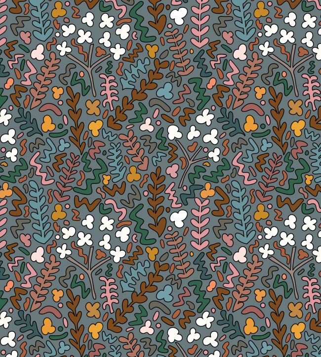 Fields of joy Wallpaper in Grey by Ottoline | Jane Clayton