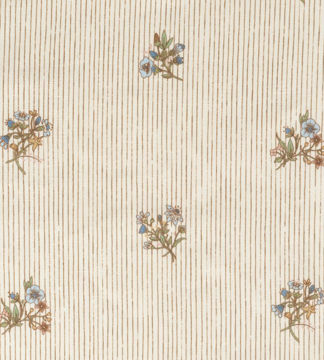 Flax & Field Posy Pinstripe Fabric in Multi/Oyster by Volga Linen ...