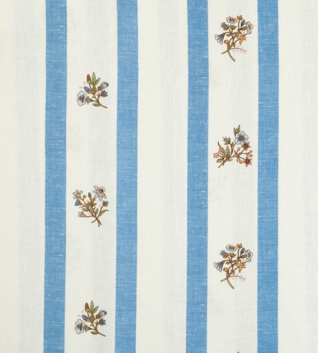 Flax & Field Posy Stripe Fabric in Cornflower Blue/Oyster by Volga ...