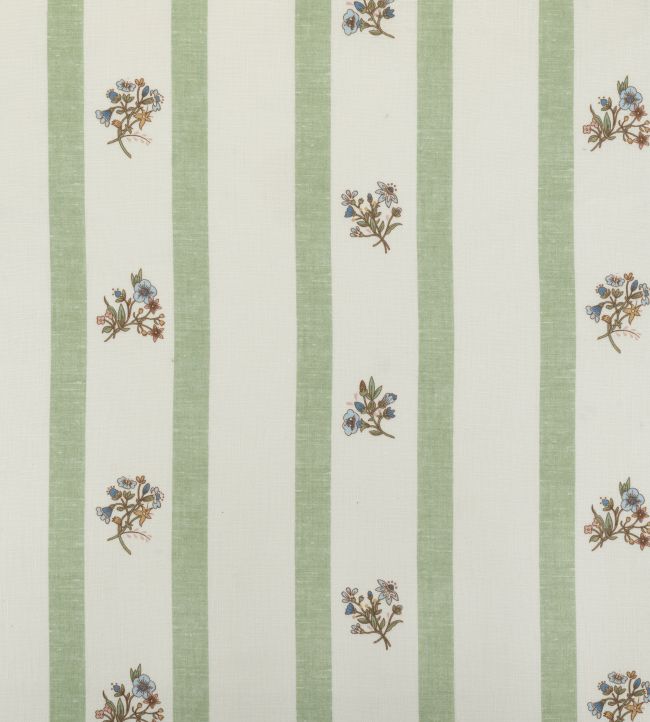 Flax & Field Posy Stripe Fabric in Eucalyptus/Oyster by Volga Linen ...