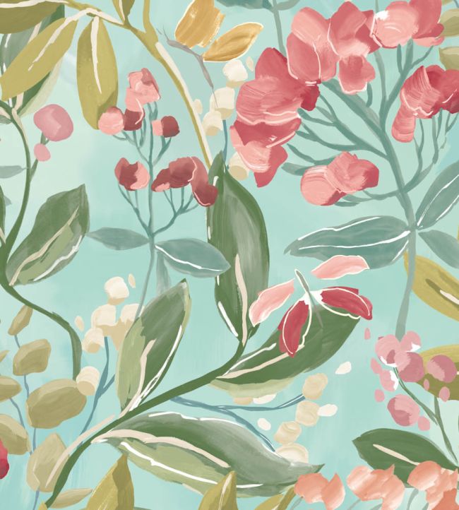 Florence Wallpaper in Ginger & Duckegg by Ohpopsi | Jane Clayton