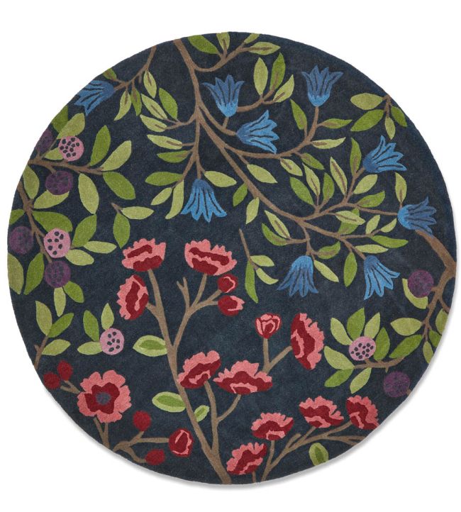 Foraging Round Rug in Indigo by Sanderson | Jane Clayton
