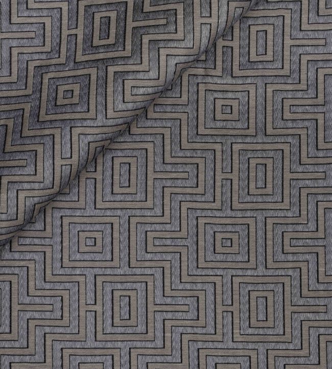 Fret Maze Fabric in Graphite by Jim Thompson | Jane Clayton