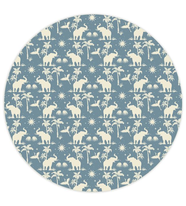 Generous Jungle Circle Wallpaper mural in Blue by Creative Lab | Jane ...