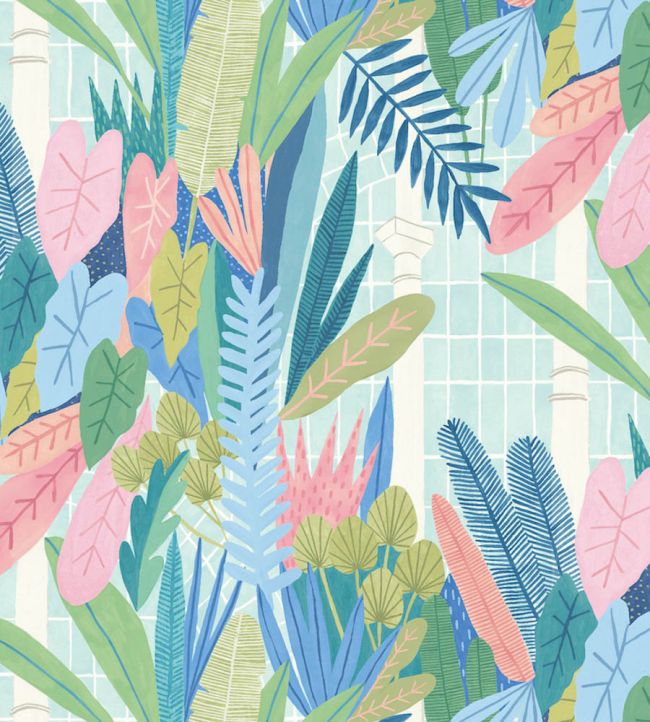 Glasshouse Wallpaper in Indigo & Pink by Ohpopsi | Jane Clayton