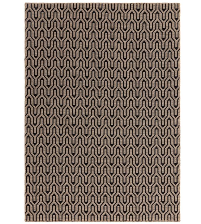 Global Lattice Rug in Black by Asiatic | Jane Clayton